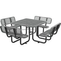 Global Industrial 46" Round Picnic Table w/ 6 Seats, Expanded Metal ...