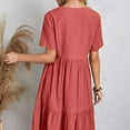 Womens Summer Dress Short Sleeve V Neck A Line Flowy Dresses Casual Loose Ruffle Beach Holiday