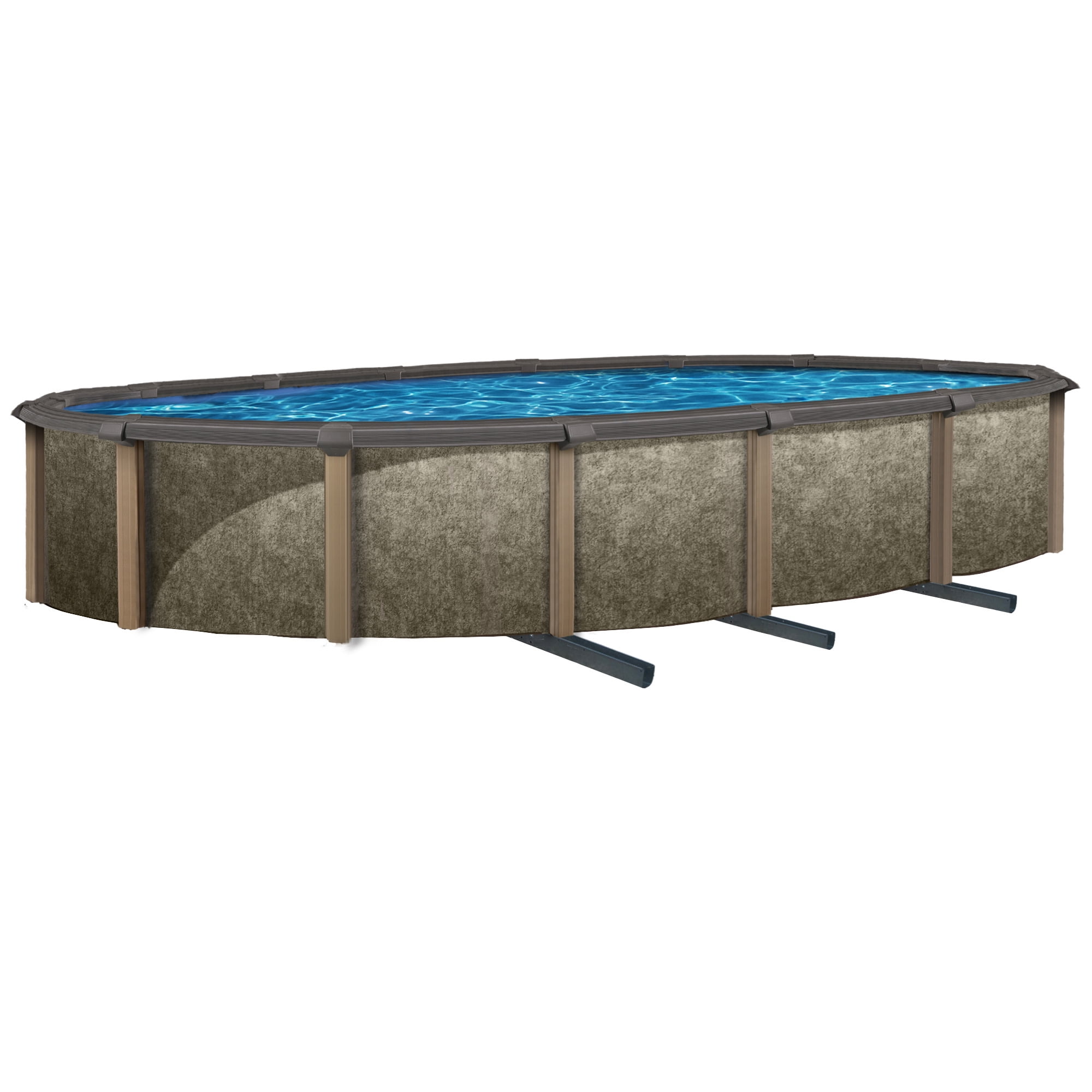 Blue Wave Riviera 15-ft x 30-ft Oval 54-in Deep 8-in Top Rail Metal ...