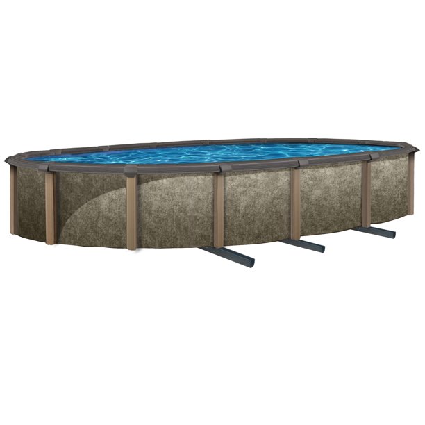 Blue Wave Riviera 15-ft x 30-ft Oval 54-in Deep 8-in Top Rail Metal ...