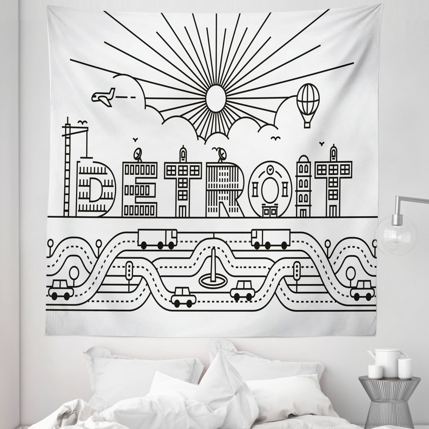 Detroit Tapestry, Detroit City Typography with Building Letters ...