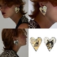 Asymmetrical Doodles Earrings Heart Shape Ear Studs with Cats Dog ...