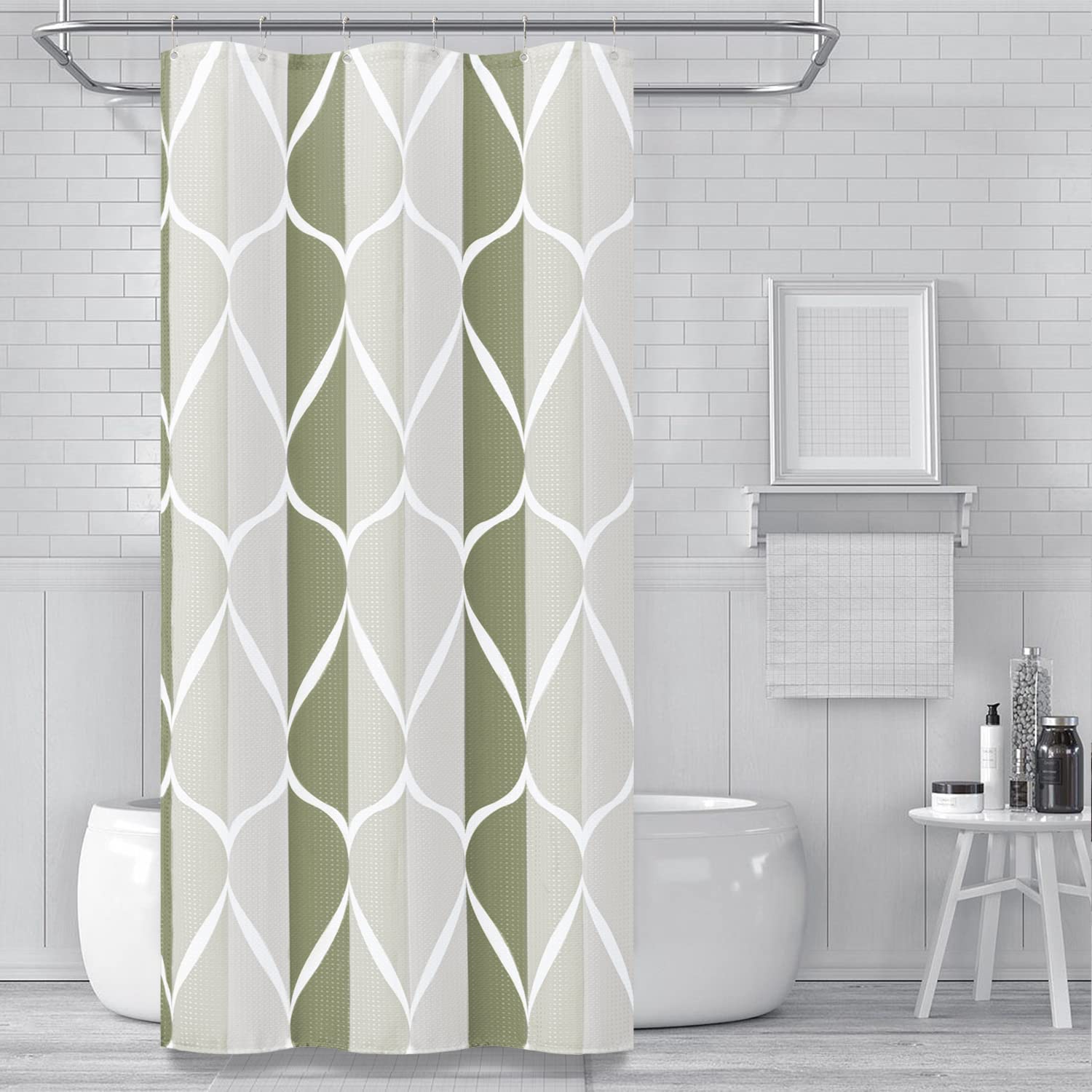 Stall Size Shower Curtains, 36 Inches Unique Geometric Waffle Weave ...