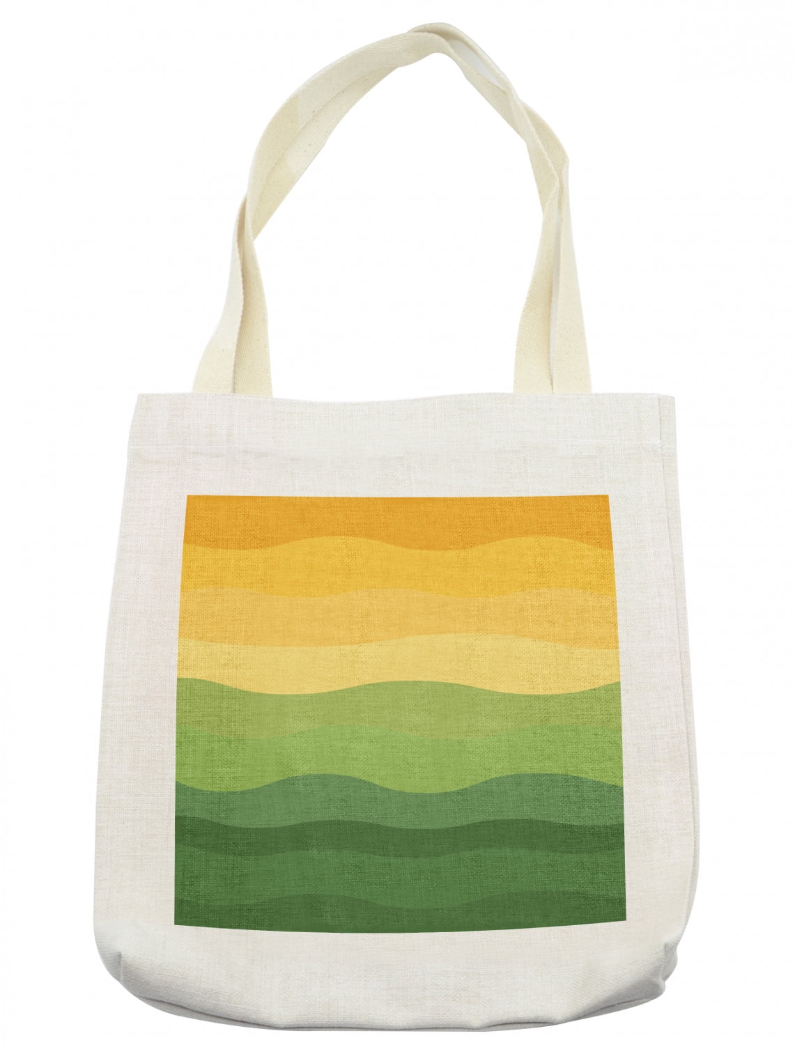 Abstract Tote Bag, Green and Yellow Colored Wavy Lines Curves Earth ...