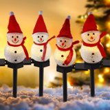 OriginalSourcing Snowman Solar Christmas Lights, Set of 4 Waterproof ...