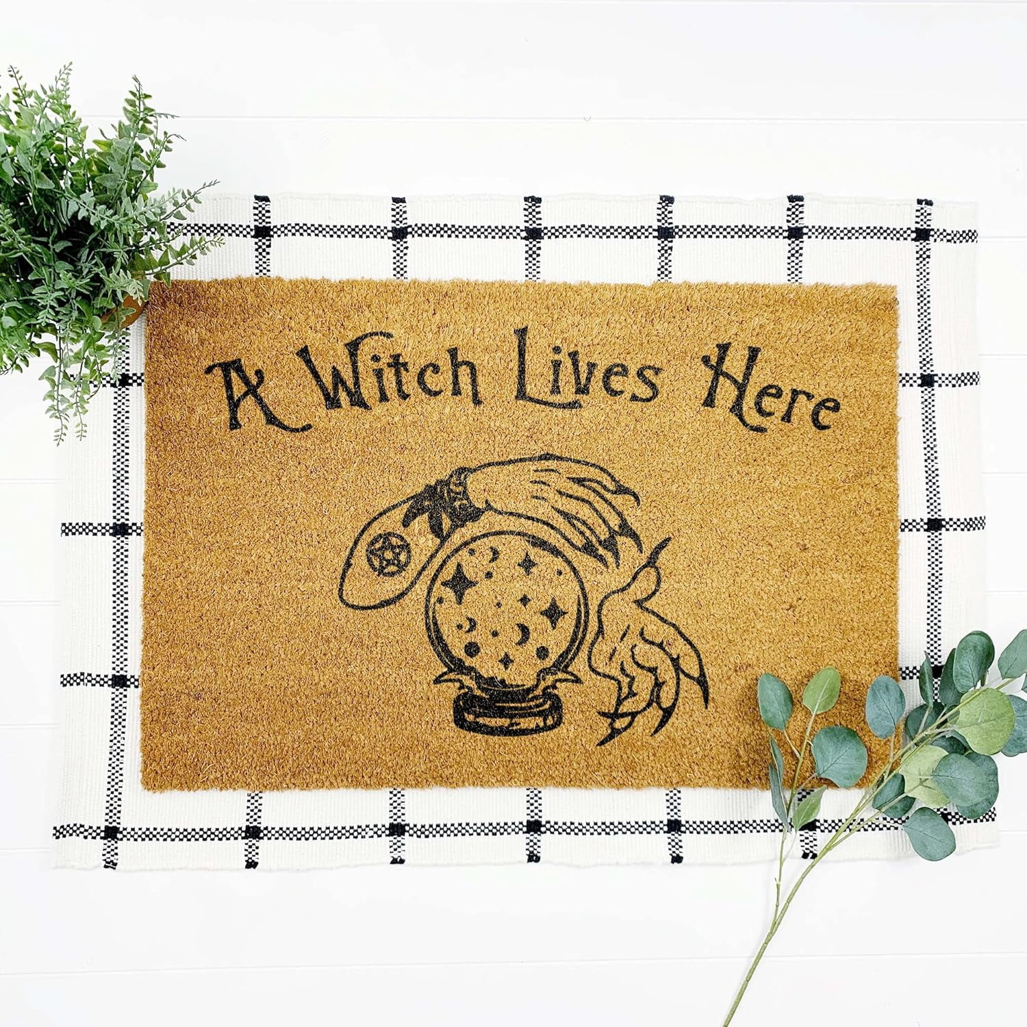 Click here for Wipblak A Witch Lives Here Doormat Doormat Crystal... prices