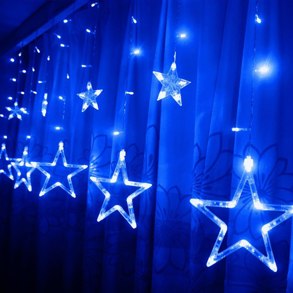 DYstyle LED Star Curtain String Light 12 Stars Window Hanging Lighting ...