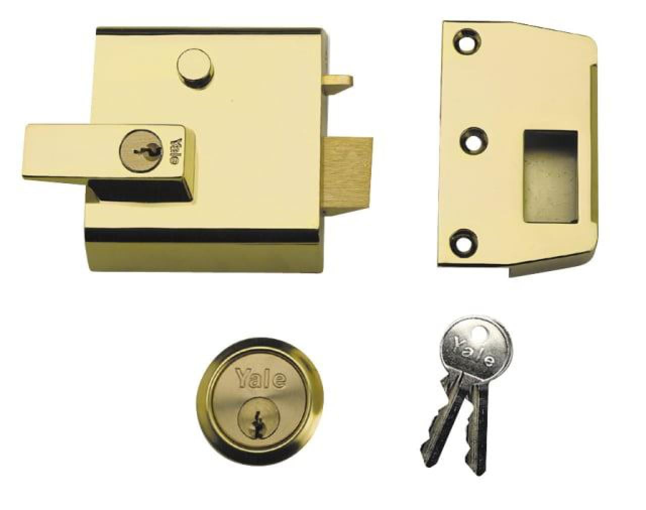 Yale Locks - P1 Double Security Nightlatch 60mm Backset Brasslux Finish ...