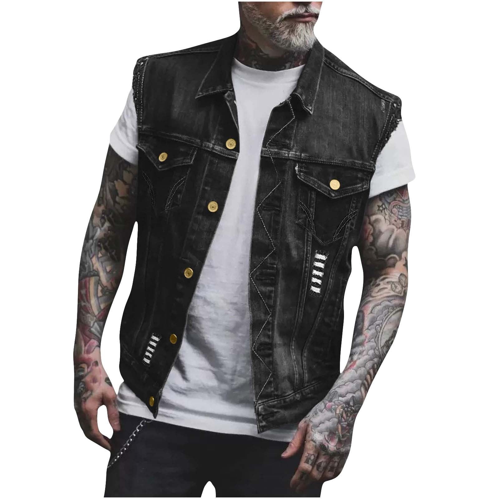 Click here for Timifis Black Mens Denim Vests sleeveless Jacket S... prices