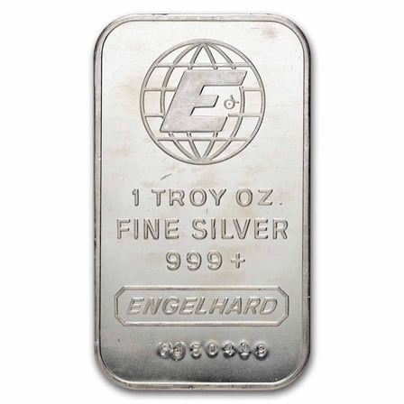 Engelhard Silver Bar, Wide Logo, 1 oz .999 Fine Silver, Frosted Back, 5 ...