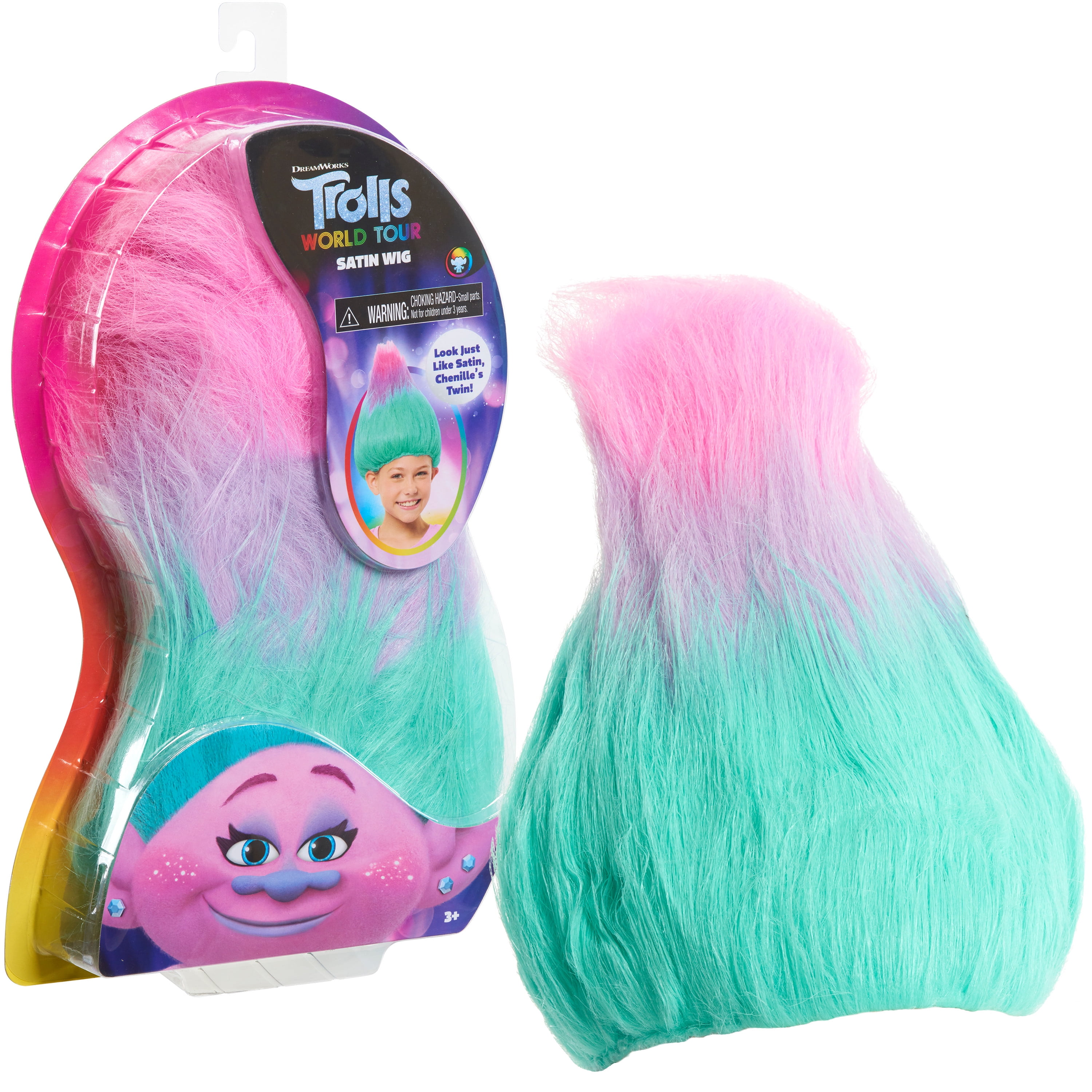Trolls World Tour Troll-rific Satin Wig, Wigs, Ages 3 Up, by Just Play ...