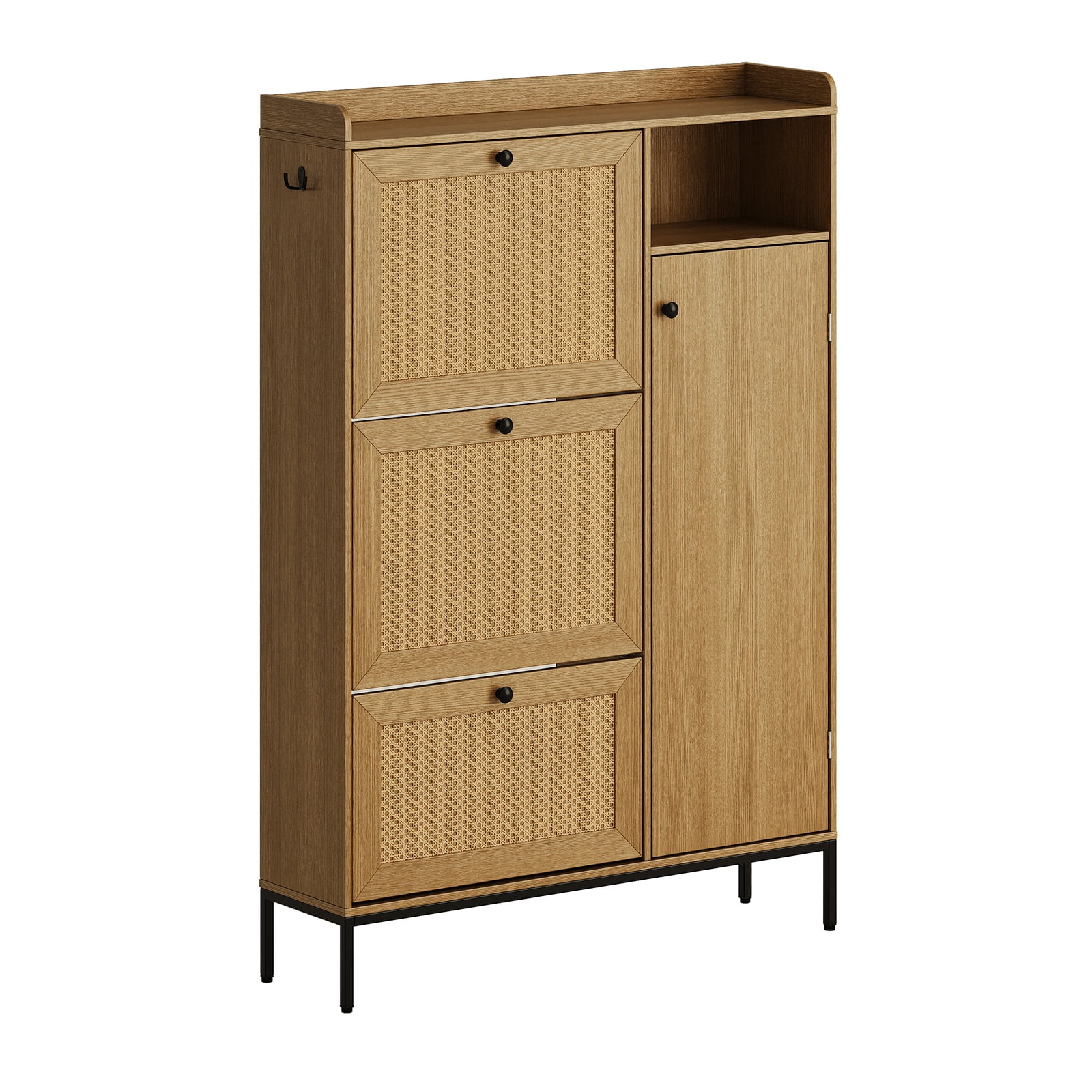 Click here for Outop Shoe Cabinet With 3 Natural Rattan Flap Draw... prices