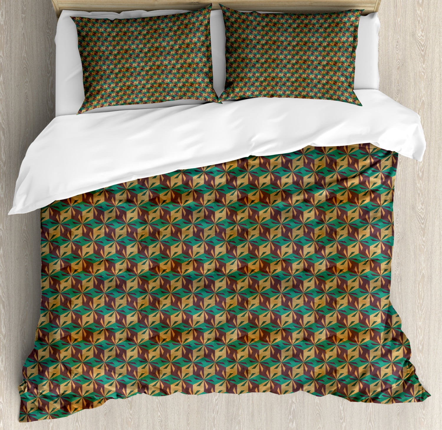 Abstract Duvet Cover Set Queen Size, Vintage Floor Tiling Pattern ...