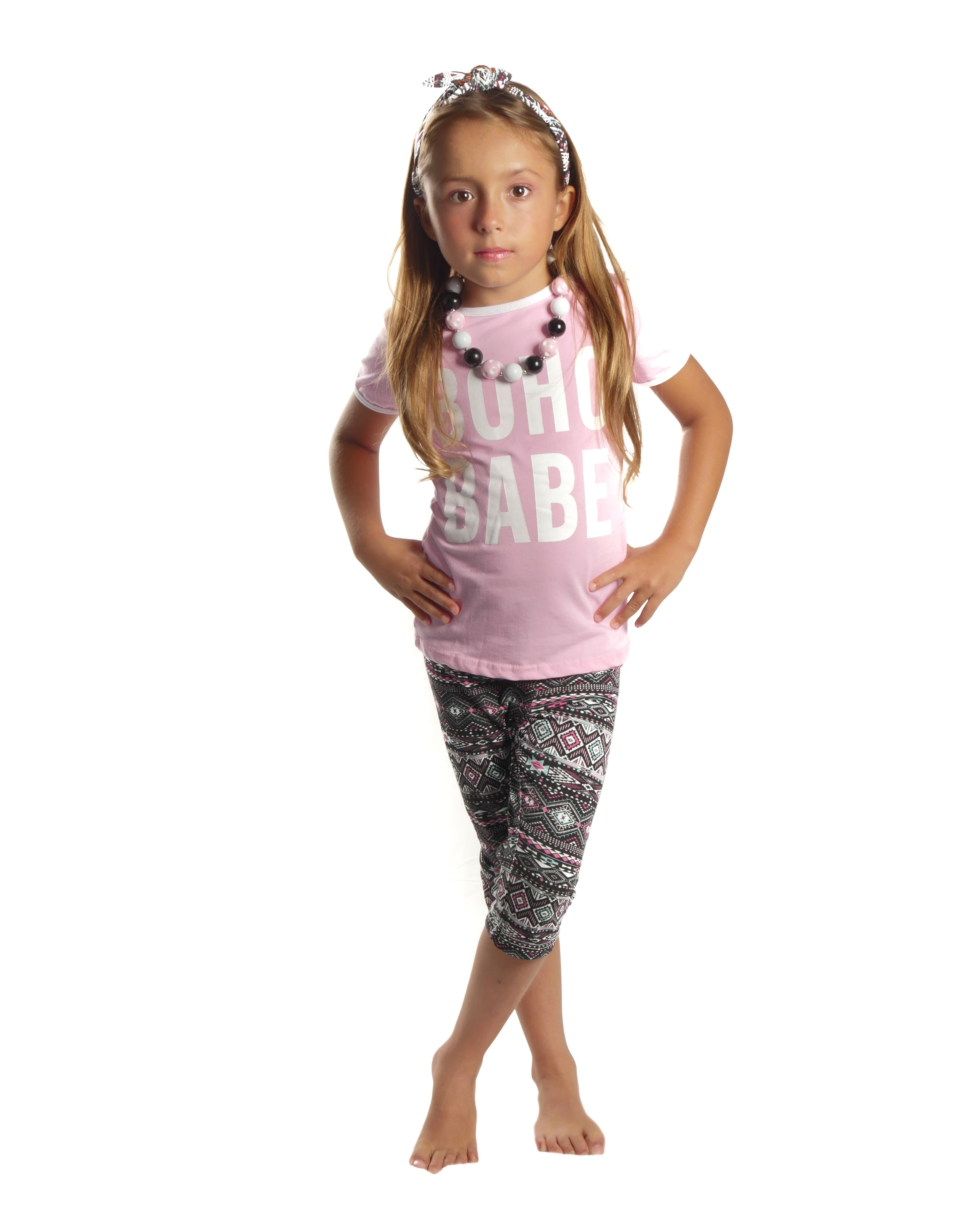 Girls 2-Piece Tunic Top With Legging and Accessories Set, Boho Babe ...