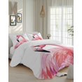 4 Piece Duvet Cover Set Full, Watercolor Pink Flamingo Feather Soft ...