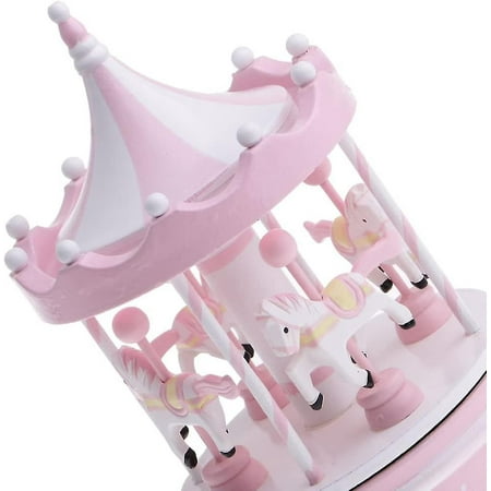 Beautiful Carousel Music Box Music Box Clock Movement Toy Pink ...