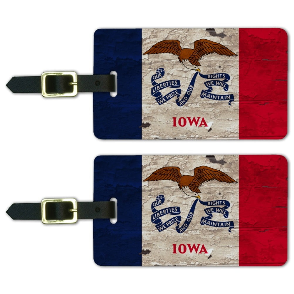 Rustic Iowa State Flag Distressed USA Luggage ID Tags Suitcase Carry-On ...