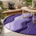 Gradient Purple Waves Line Round Rug 5ft Abstract Wavy Stripes Art ...