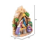 8" Christmas Nativity Resin Stone Figurine with Light Up LED Star ...