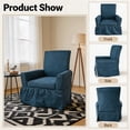 Blue Linen Fabric 360 Swivel Barrel Accent Chair with Rocking Base for ...