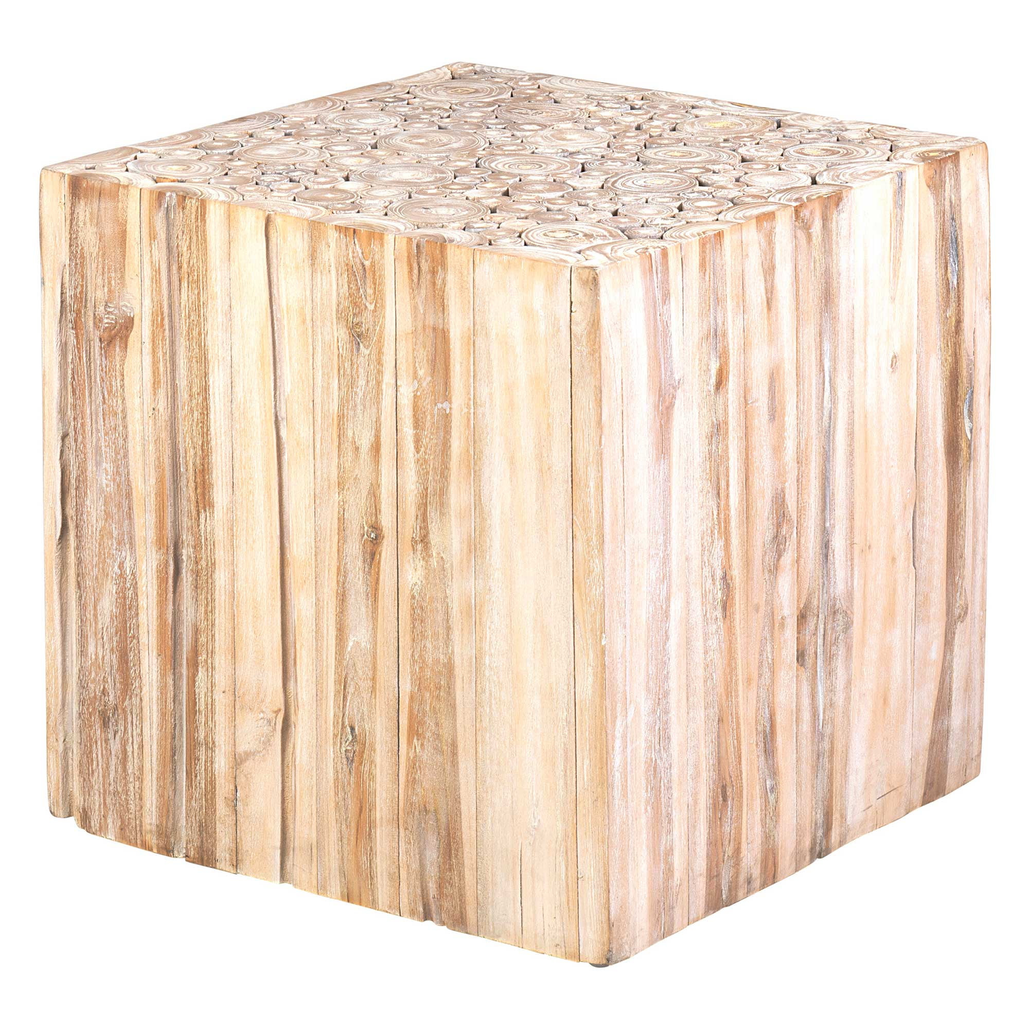Grayson White-Washed Teak Cube Accent Table - Walmart.com