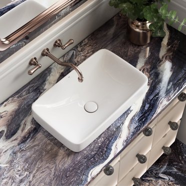 DV-1V0047 DeerValley Ally 19'' x 12'' Drop-In Bathroom Sink Semi ...