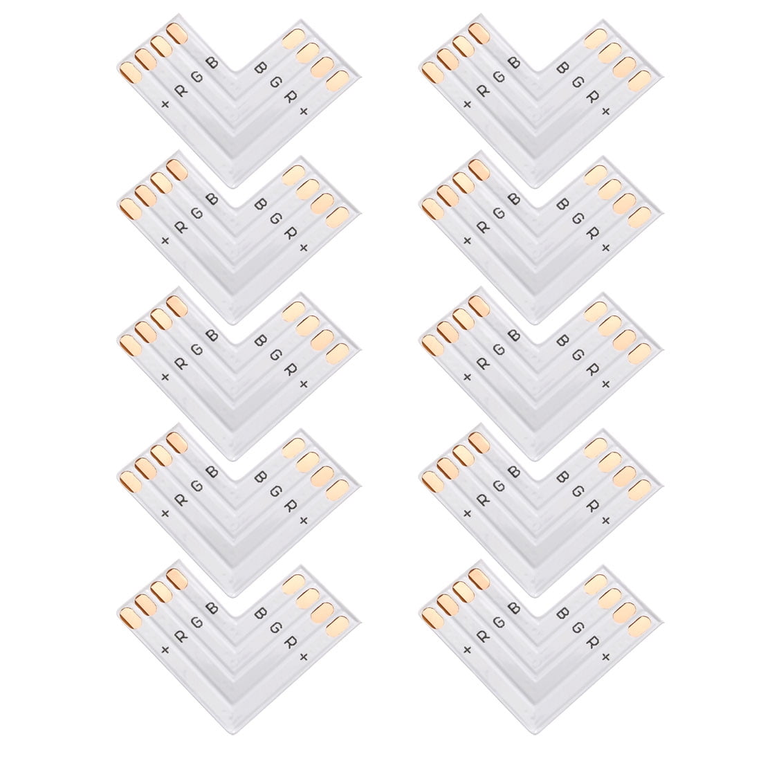 10 Sets L Shape 4 Pin Led Connector for 5050(10mm) PCB LED Strip Light ...
