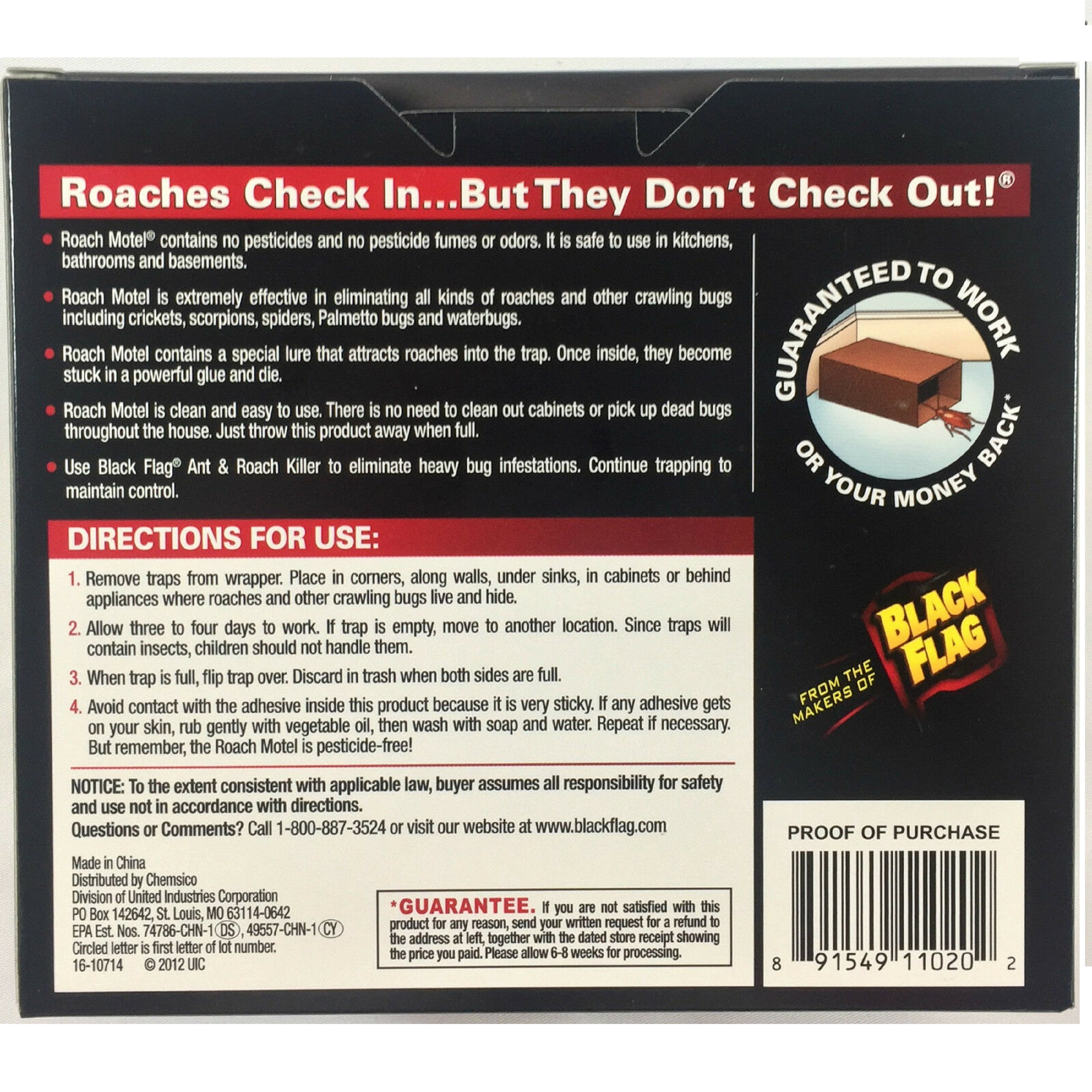 Black Flag 8 traps Roach Motel Cockroach Killer bait Glue Trap