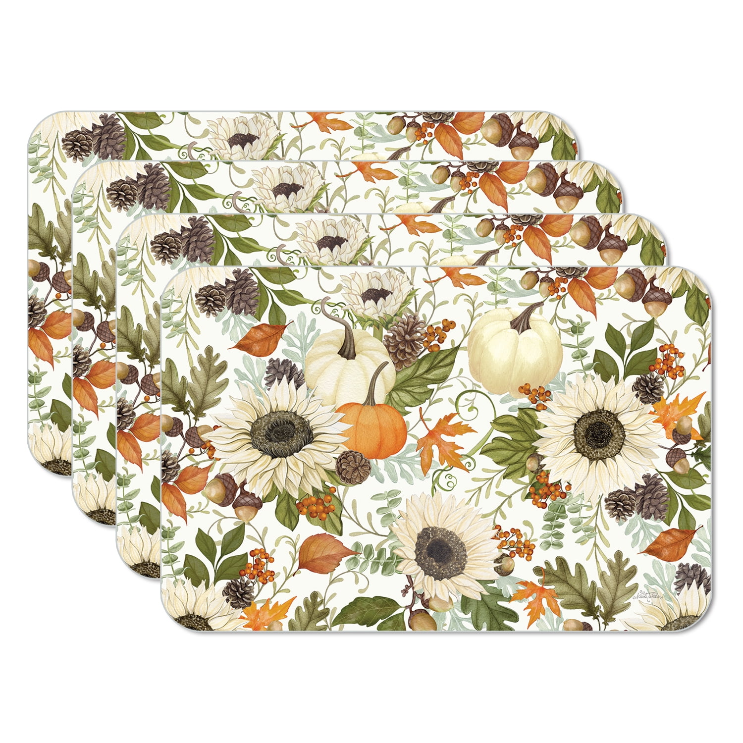 CounterArt "Fall Farmhouse" 4-Pack Reversible Flexible Plastic Tabletop ...