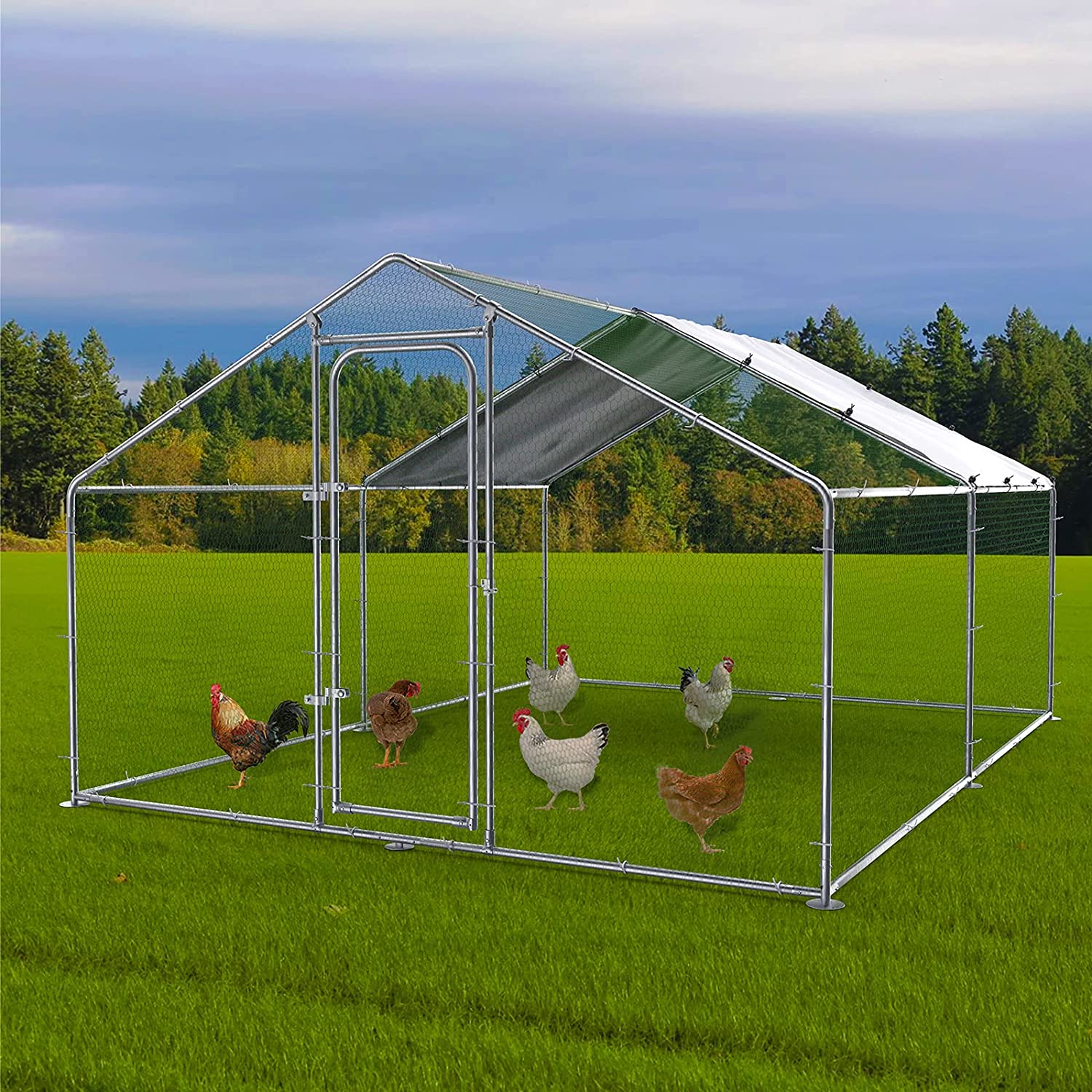 Vitesse Large Metal Chicken Coop, Walk in Wire Chicken coops Runs ...