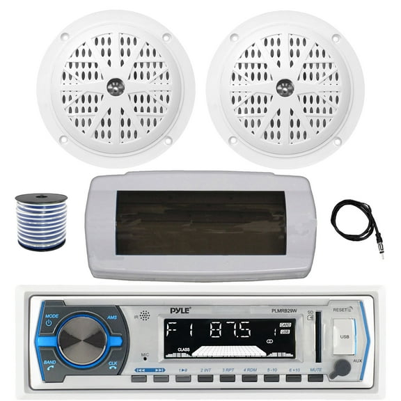 Pyle PLMRB29W Single DIN Bluetooth Marine MP3 AM/FM Stereo Receiver ...