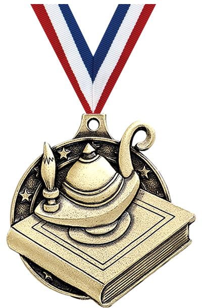 Academic Medals, 2" Gold Diecast Academic Medal Award 100 Pack ...