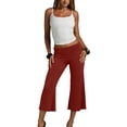 Resicozy Women Fold Over Pants Wide Leg Low Rise Flowy Capri Pant Yoga ...
