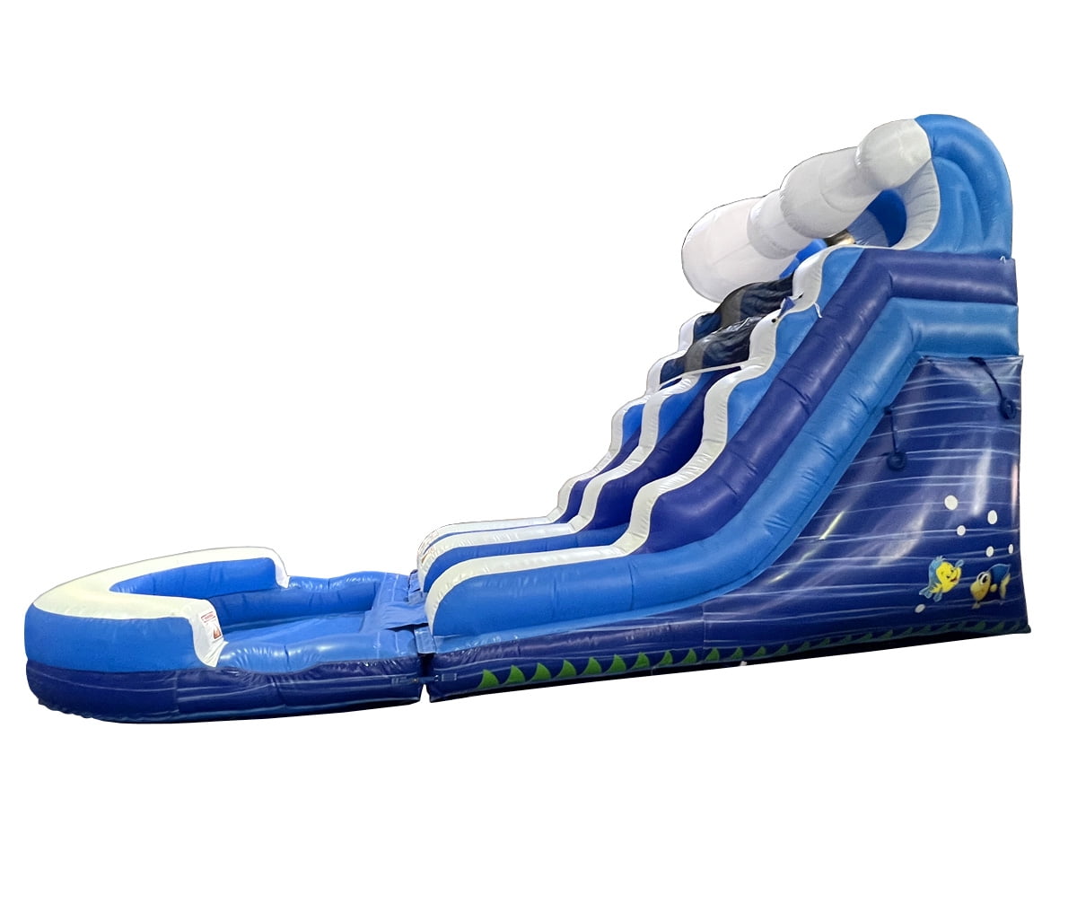 Pogo Bounce House Crossover Kids Inflatable Water Slide, Blue Wave with ...