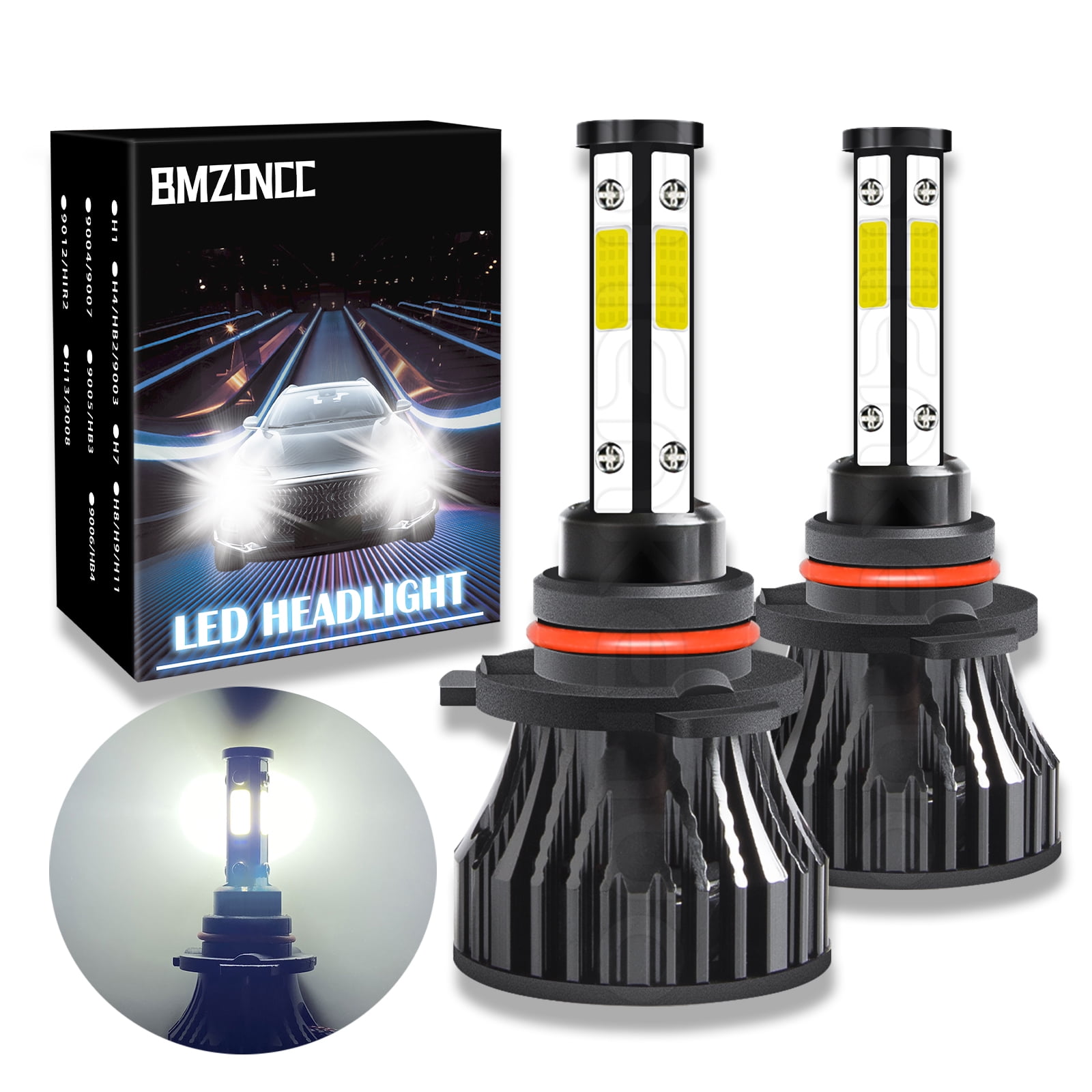 Upgraded 9005 LED Headlight Bulbs 6000K White, 55W 12000LM Super Bight ...