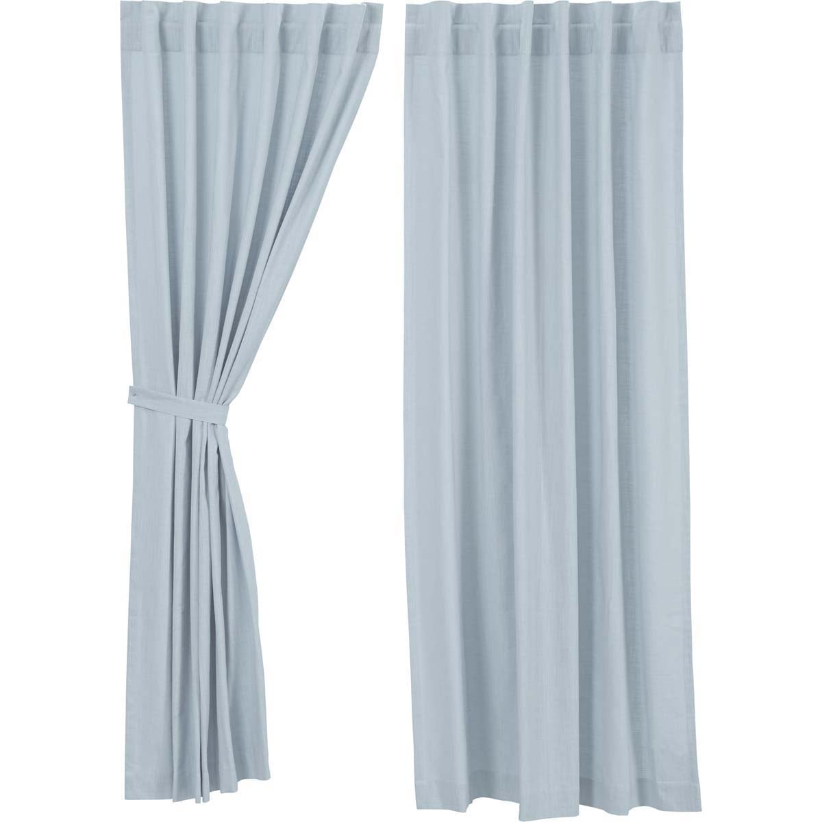 Starlight Blue Light Farmhouse Curtains Regina Rod Pocket Cotton Tie ...