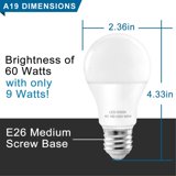 Ymam.Light LED A19 60 Watt Equivalent Light Bulb, 9W 5000K Daylight ...