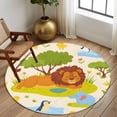 Cute Lion Round Area Rug 6 FT, Non Slip Bedroom Rugs, Funny Animal ...