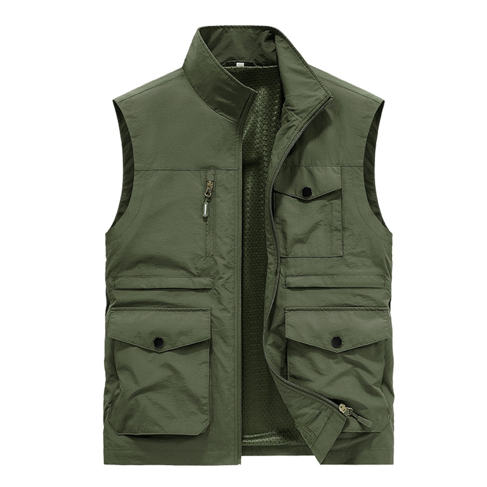 Click here for Unbranded Men Stand Collar Vest  Multi-Pocket Slee... prices