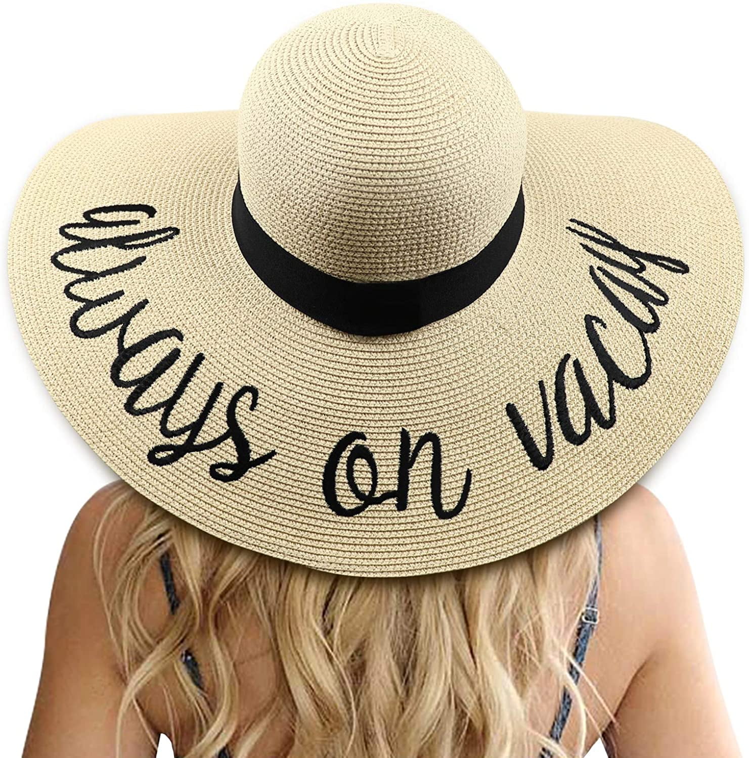 Excellent Quality Dreshow Womens Big Bowknot Straw Hat Floppy Foldable