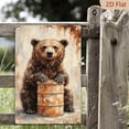 Brown Bear Sitting on Rusty Barrel Wall Art, 8x12 Inches Metal Tin Sign ...