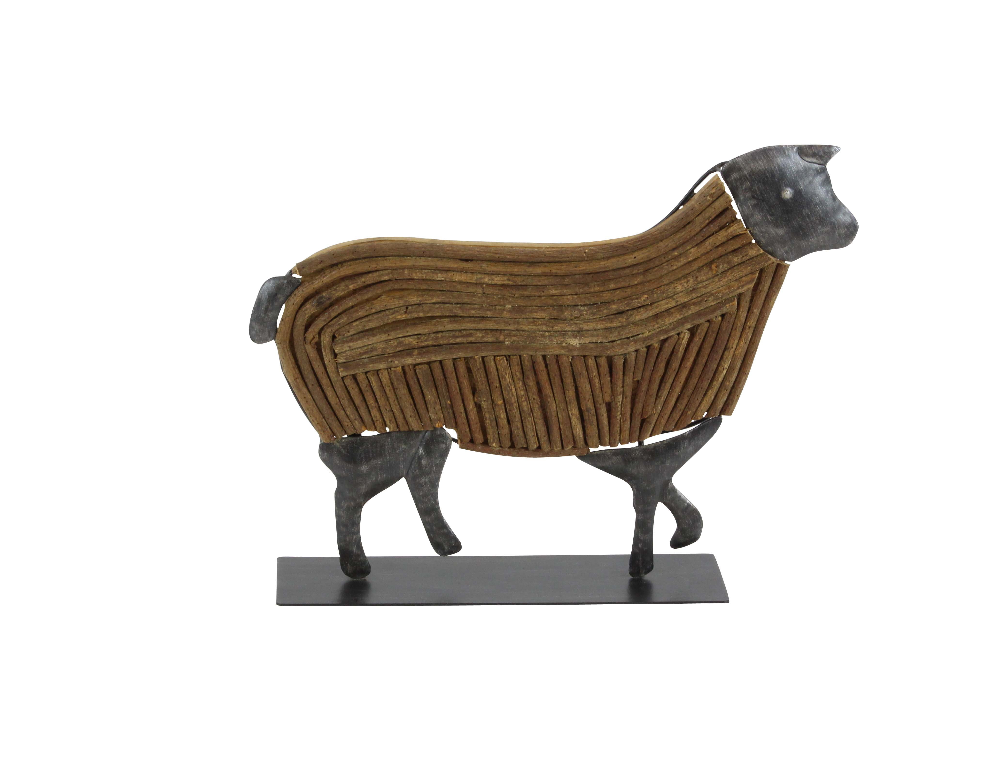 Decmode Farmhouse 13 Inch Brown Rattan Cow Sculpture, Brown - Walmart ...