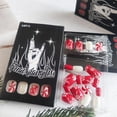 Christmas Snowflake Press on Nails 24 Pcs Red Line Stick on Nails ...