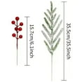 1 Bundle with 2 Stems Artificial Christmas Greenery with Red Berries ...