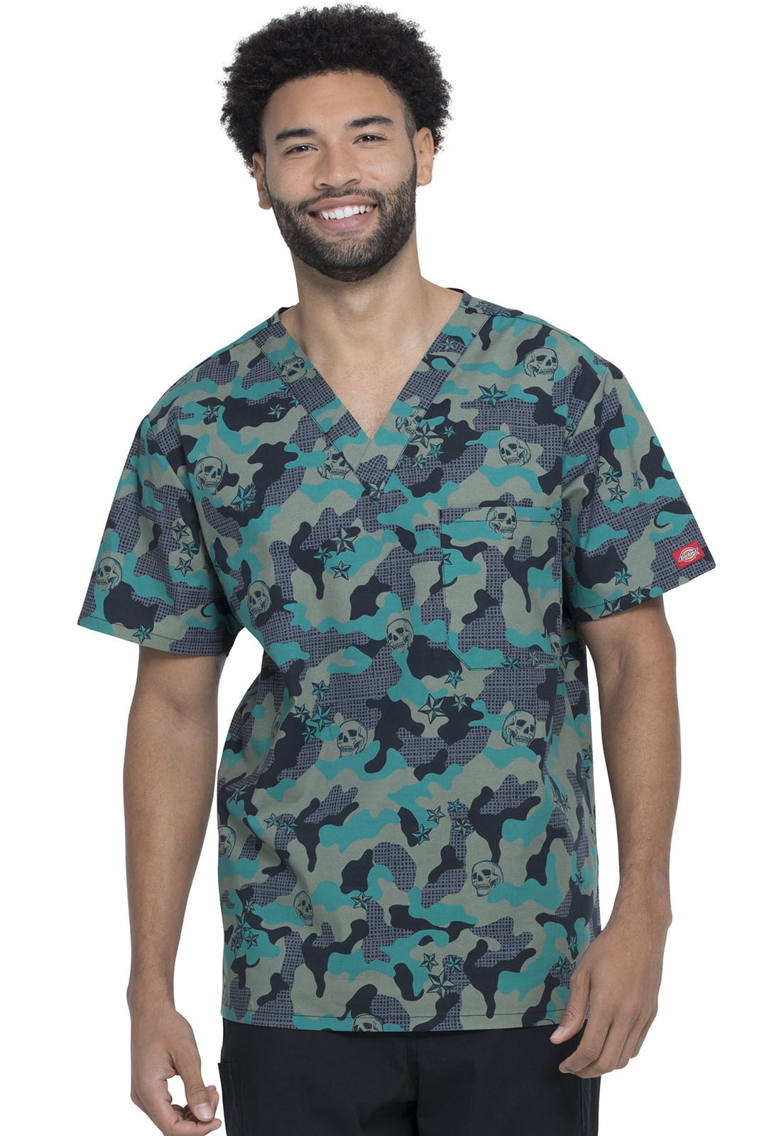 Dickies EDS Medical Scrubs Top for Men V-Neck DK725, XS, Crosshatch ...