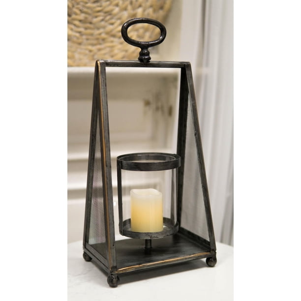 Rustic Western Farmhouse Galvanized Metal Pillar Candleholder Trapezium ...