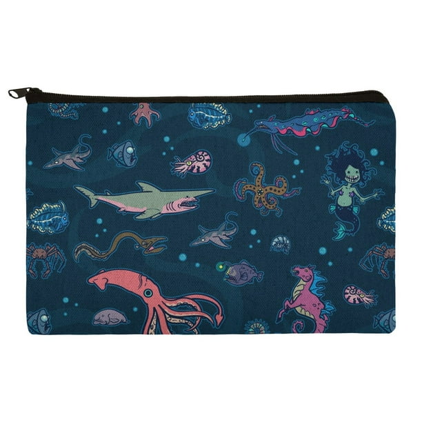 Creepy Deep Sea Creatures Pattern with Mermaid Squid and Shark Pencil ...