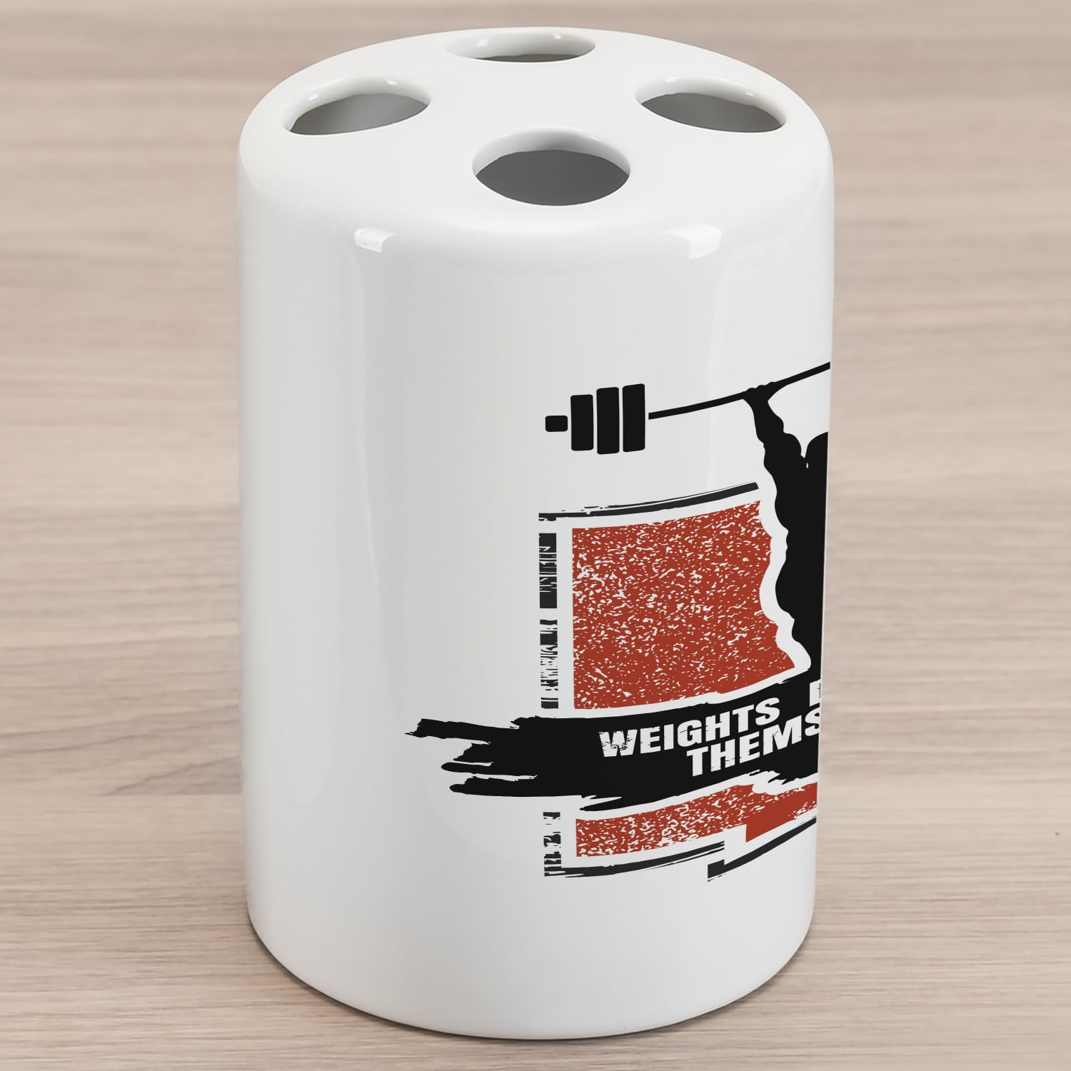 Fitness Ceramic Toothbrush Holder, Bodybuilder and Huge Barbell ...