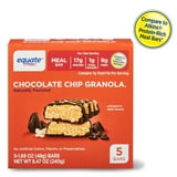 Equate Chocolate Chip Granola Meal Bar 5 Ct with 1g Sugar, 9g Fiber ...