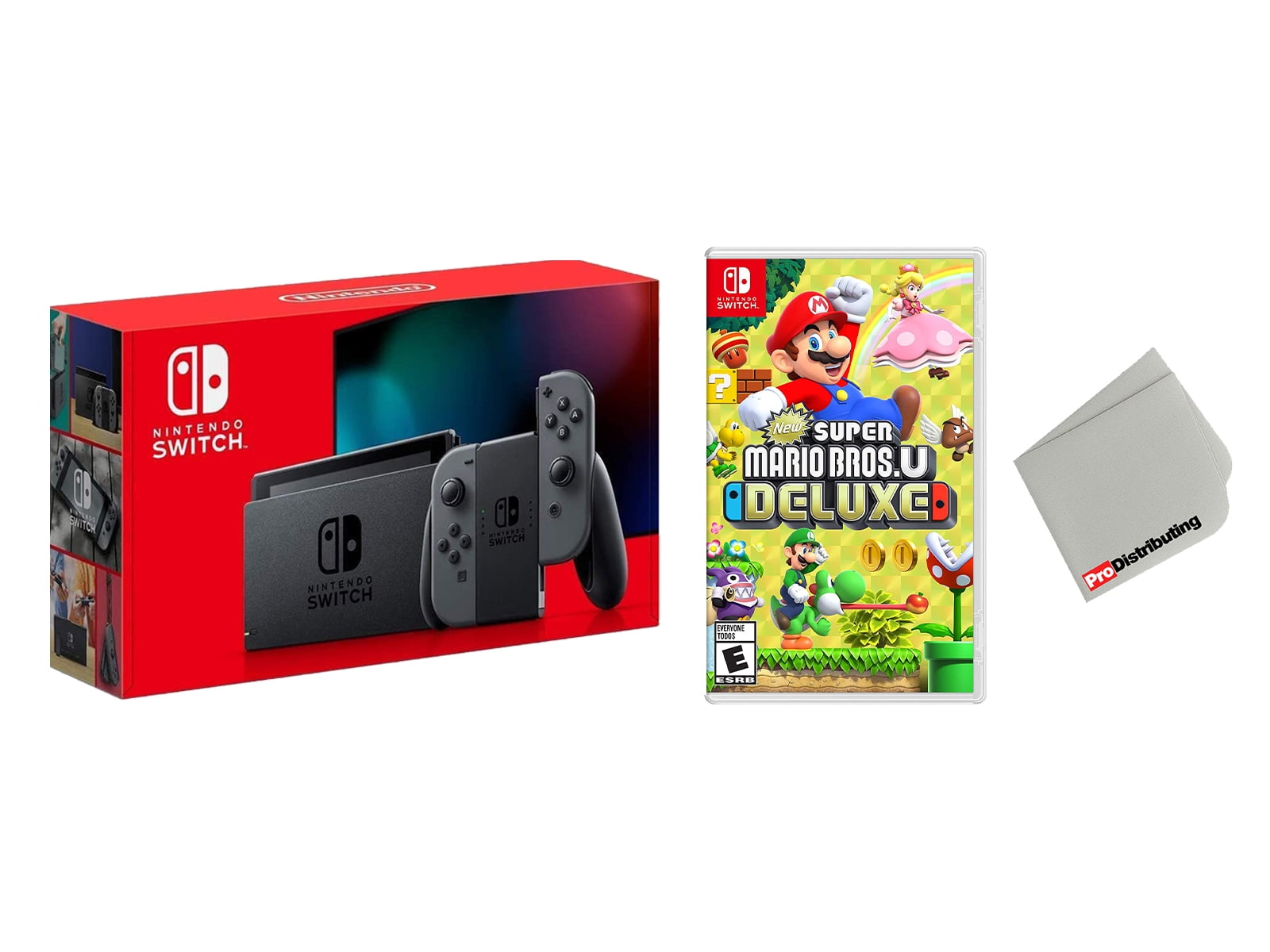 Nintendo Switch 32gb Console Gray Joy Con Bundle With Super Mario Bros
